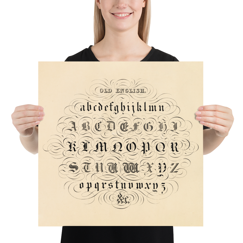 Decorative Old English Typography Print – Century Prints